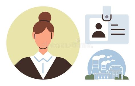 Female Professional Portrait Id Badge And Industrial Facility