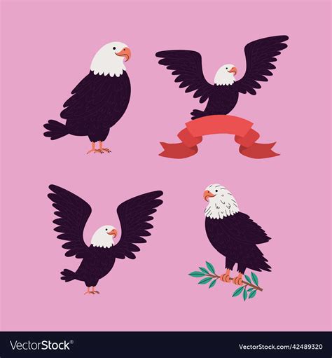 Four Eagles Set Royalty Free Vector Image Vectorstock