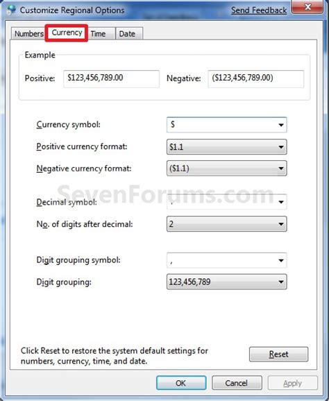 Formats Restore Default Tutorials