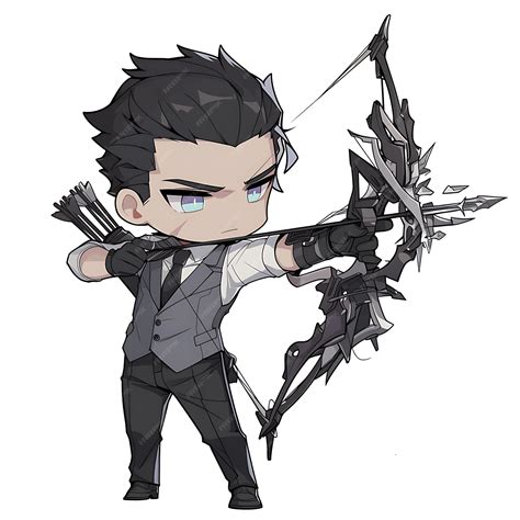 Premium Photo Assassin Archer With Black And Gray Suit Male Adult