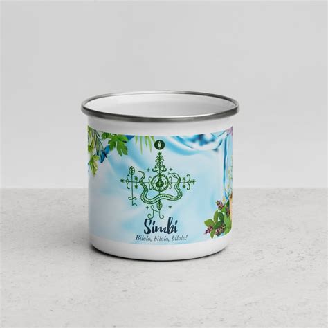 Simbi Makaya Haitian Vodou Vèvè Enamel Mug Medium Size Haitian Vodou Altar Mug Gode