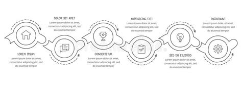 Doodle Infographics Process With 6 Steps Stock Vector Illustration Of Infograph Sequence