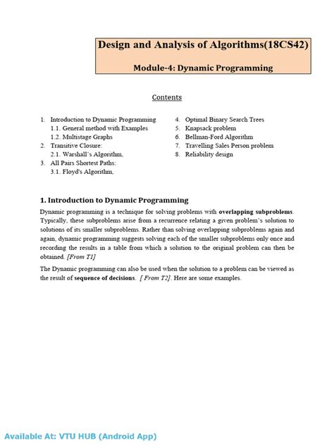 Dynamic Programming Algorithms Overview Pdf Dynamic Programming