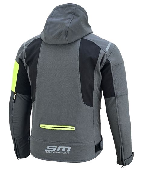 Mens Motorcycle Biker Riding Hoodie Softshell Removable Pads And Airflow