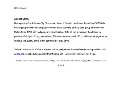 State Of Franklin Healthcare Associates Unveils New Logo And Brand Identity As Sofha” Sofha