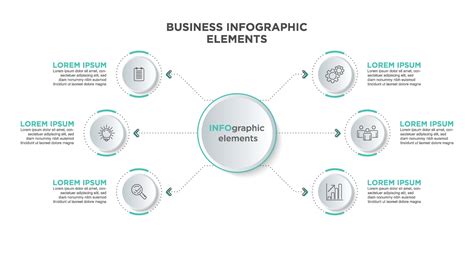 Business 6 Step Process Chart Infographics With Step Circles Simple
