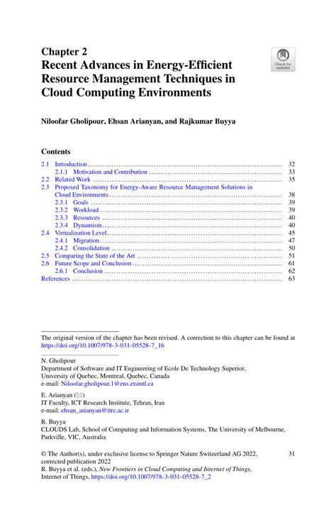 Pdf Recent Advances In Energy Efficient Resource Management