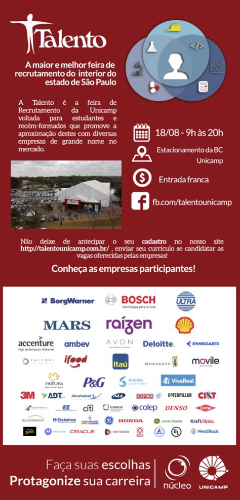 Feira Talento Unicamp Recrutamento Voltado Para Alunos E Recém Formados Com Mais De 60 Empresas