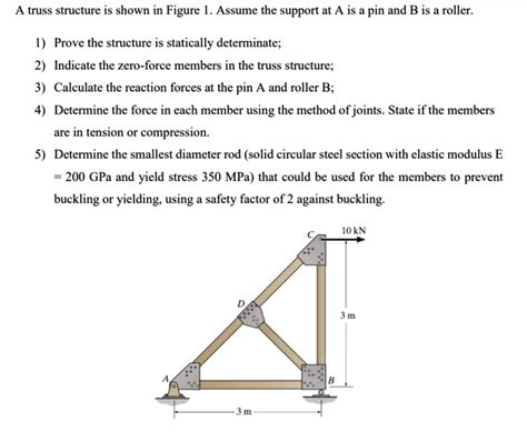 A Truss Structure Is Shown In Figure 1 Assume The Support At A Is A Pin And B Is Roller 1 Prove