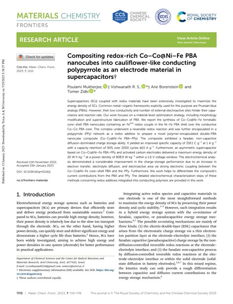 Pdf Compositing Redox Rich Co Coni Fe Pba Nanocubes Into Cauliflower Like Conducting