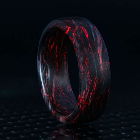 Red Burl Carbon Fiber Ring Cool Rings For Men Carbon Fiber Rings