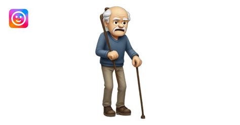 Old Man Leaning On A Walking Cane And Holding His Crancky Back With His