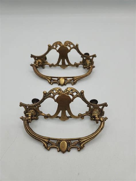 Brass Victorian Drawer Pulls Vintage Art Nouveau Furniture Hardwear