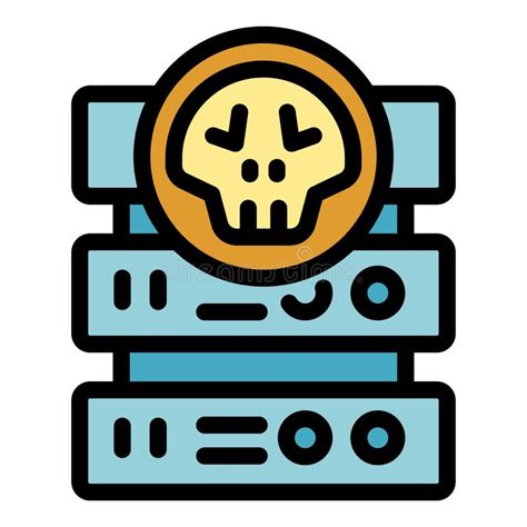 Server Under Attack Showing Skull Icon For Cybercrime Stock Vector Illustration Of Breach