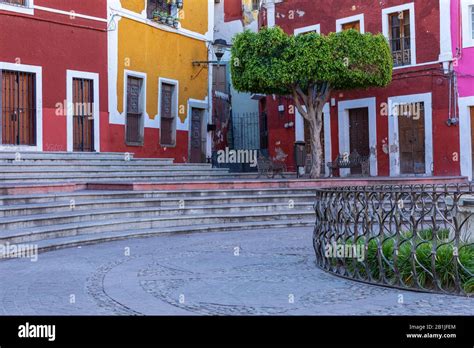 Colored Colonial Houses In Old Town Of Guanajuato Colorful Alleys And