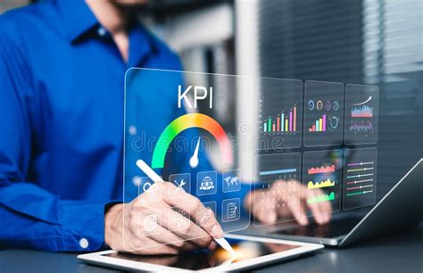 Kpi Concept Analyzing Key Performance Indicators Businessman Using Digital Screen To Analyze