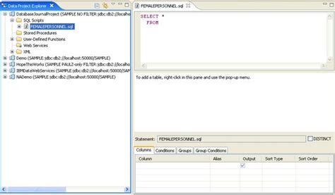 Db2 95 And Ibm Data Studio Building An Sql Statement Database Journal