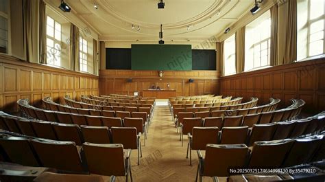 Ai创作图阶梯教室 复古 座椅 讲台 黑板 窗户 木质 墙壁 天花板 灯具 排椅 教室空间 室内 建筑 装饰 昵图网
