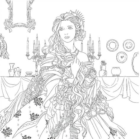 성인 및 어린이를 위한 미녀와 야수 색칠하기 책 스트레스 해소 그림 그리기 정원 예술 색칠하기 책 책