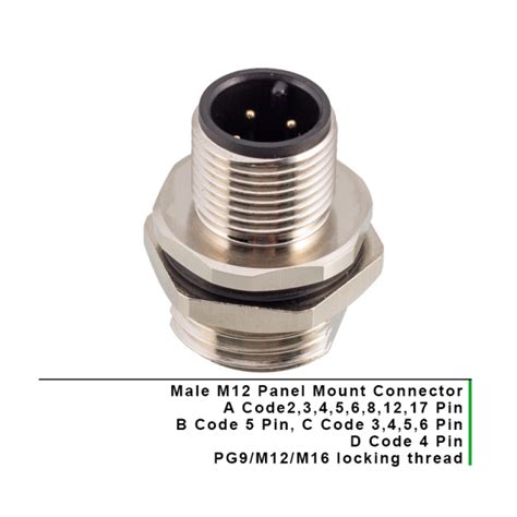 Montaje En Panel De Conector Mamparo M12 De 4 Pines Industria Del Brillo