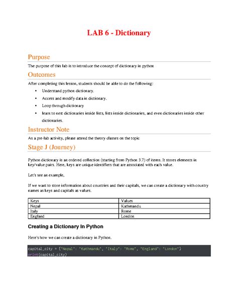 Lab 6 Python Dictionary Concepts And Operations Studocu