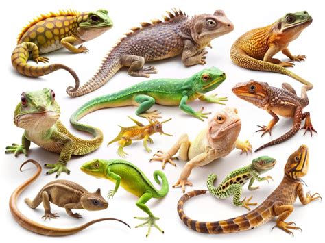 Illustration Of Different Lizard Species In Various Colors And Poses