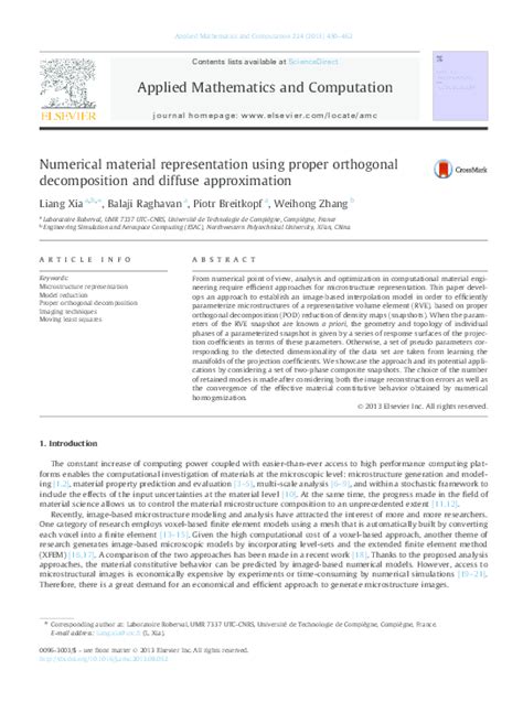 Pdf Numerical Material Representation Using Proper Orthogonal