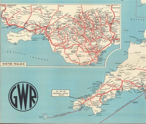 Old Map Of Great Western Railway 1950 Pre Beeching Cuts Gwr Main