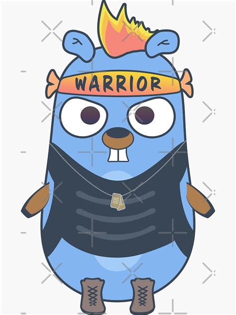 golang gopher warrior style sticker for sale by karinkasvit redbubble
