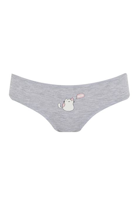 Grey Woman Fall In Love 3 Pack Hipster Slip Panties 2800889 Defacto