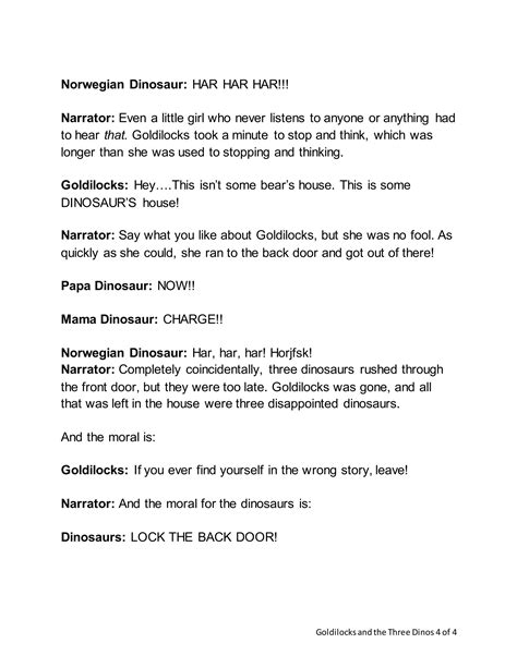 Best 13 Goldilocks And The Three Dinosaurs Readers Theater Script