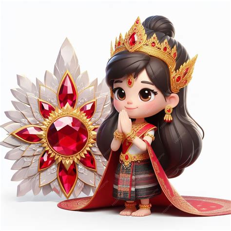 Premium Photo Cute Apsara For Khmer New Year On The White Background Illustration