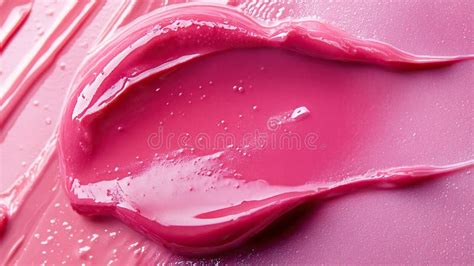 A Beautiful And Vibrant Pink Lip Gloss Swatch Displayed On A Glossy And