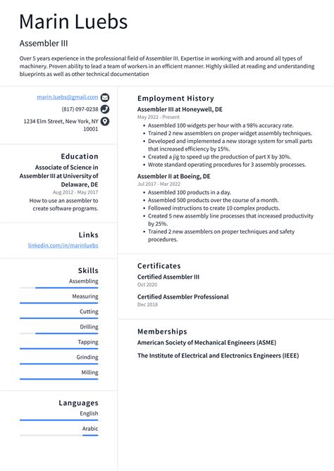 Assembler Resume Example And Writing Guide Resumelawyer