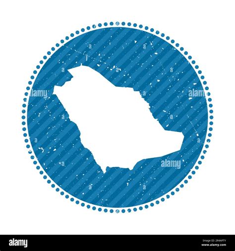 Saudi Arabia Striped Retro Travel Sticker Badge With Map Of Country