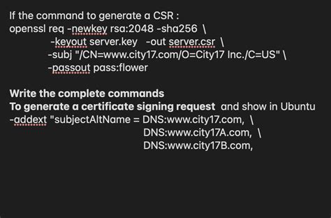 Answered F The Command To Generate A Csr Bartleby