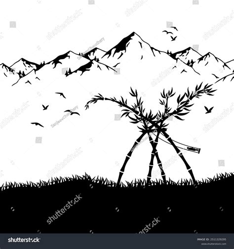 Dashain Theme Silhouette Mountain Stock Illustration 2511329295
