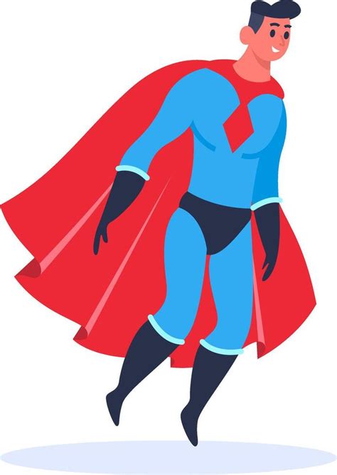 Superhero Character Flying Wearing Blue Costume And Red Cape 71835059