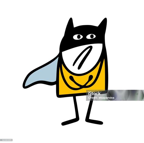 검은 마스크와 망토를 입은 불만을 품은 만화책 슈퍼 히어로는 세상을 구하고 싶지 않습니다 자랑스러운 Stickman 이기주의자의 벡터 만화 삽화입니다 스틱피겨에 대한 스톡