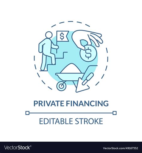 Thin Line Blue Icon Private Financing Concept Vector Image