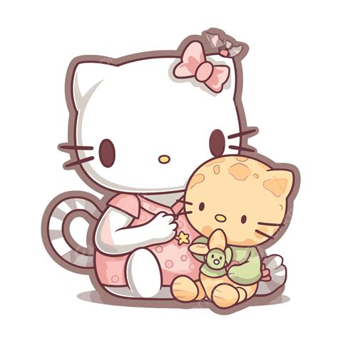 Hello Kitty 與可愛的泰迪熊 Aaaa 剪貼畫 向量 與卡通hello Kitty隔離的貼紙設計 貼紙向量圖案素材免費下載，png，eps和ai素材下載 Pngtree
