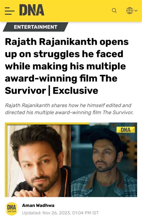 Rajath Rajanikanth On Linkedin Thesurvivor Actor Filmmaker Journey Independent Hustle