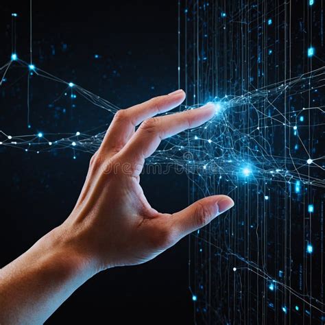 Robotic And Human Hands Touching A Big Data Network Connection Deep Learning Science