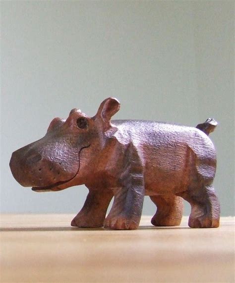Hippo Figurine Wooden Toy Etsy