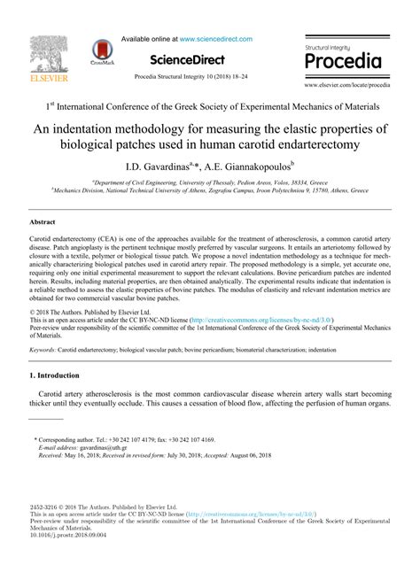 Pdf An Indentation Methodology For Measuring The Elastic Properties Of Biological Patches Used