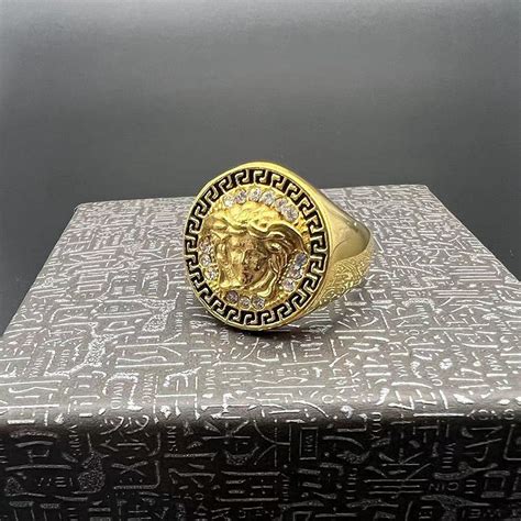 Fashionable Gold Plated Stainless Steel Greek Myth Face Ring For Men