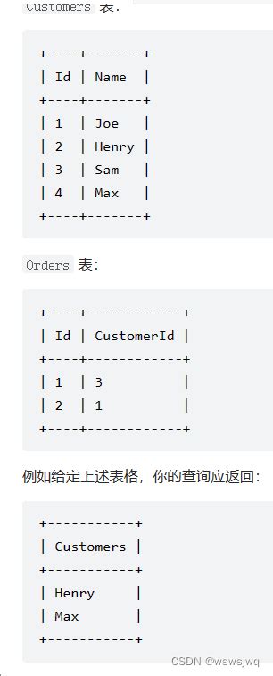 mysql 数据库 每日一题 假设有两个表 orders和customers。你想获取没有下过订单的所有客户的名字。以 csdn博客