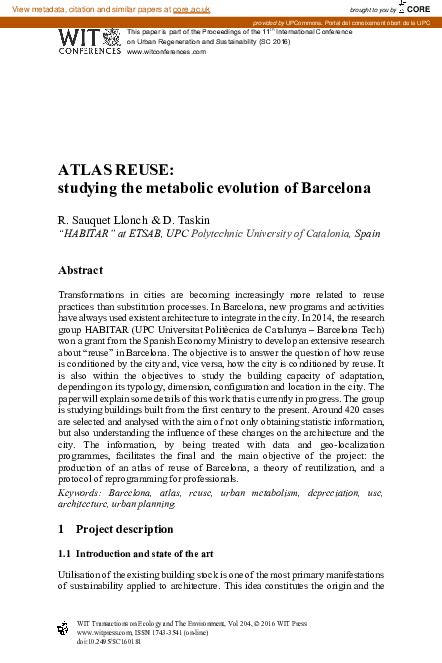 Pdf Atlas Reuse Studying De Metabolic Evolution Of Barcelona