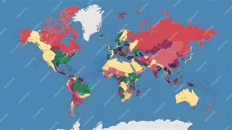 Colorful World Map Highlighting Population Distribution Premium Ai
