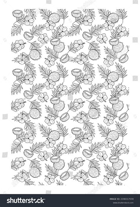 Printable Coloring Page Adult Outline Coconuts Stock Vector Royalty Free 2198317559 Shutterstock